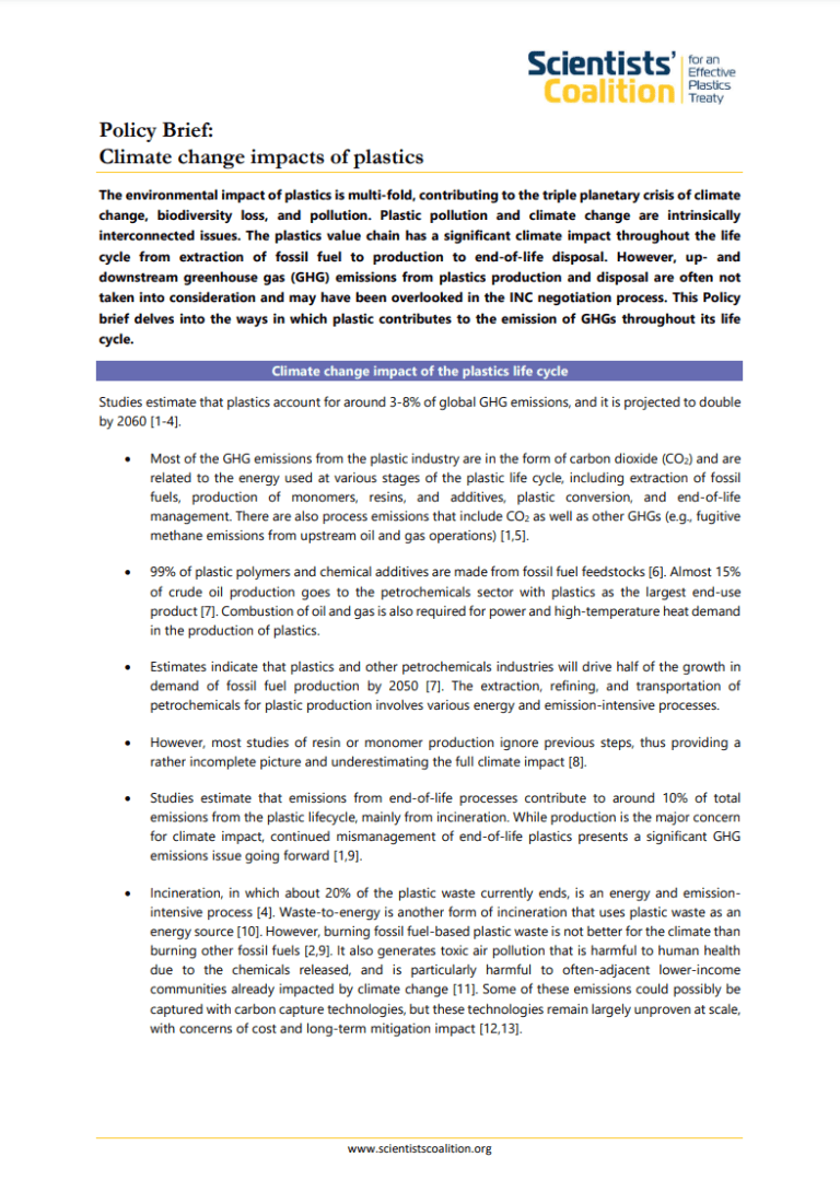 Scientists' Coalition | Policy Brief: Climate change impacts of ...